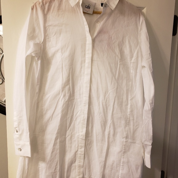 CAbi | Tops | Nwt White Cabi Long Shirt With Ruffle Back M | Poshmark